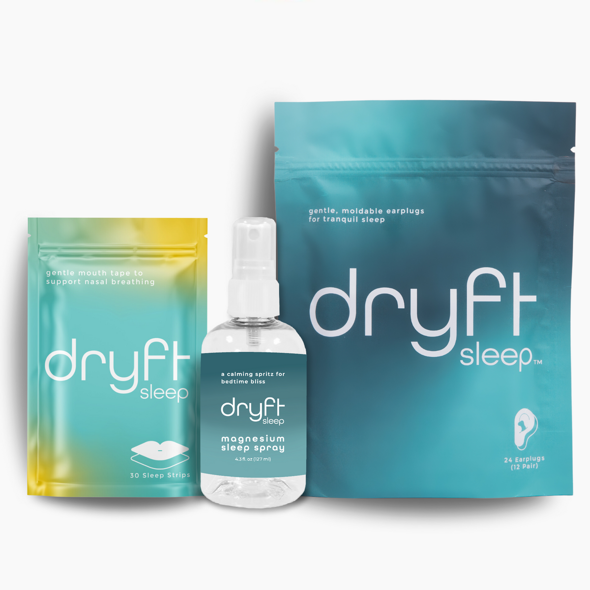 Dryft Sleep Perfect Sleep Bundle | Earplugs + Mouth Tape + Magnesium Spray | Dryft Sleep